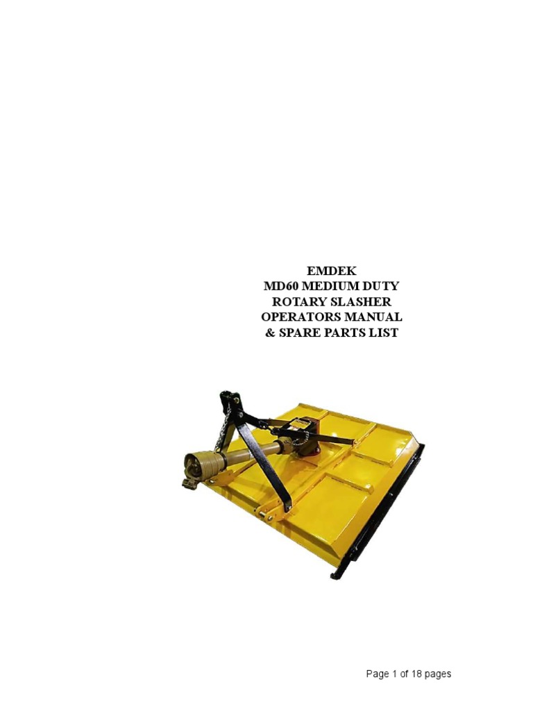 MD60 Rotary Slasher | PDF | Tractor | Clutch
