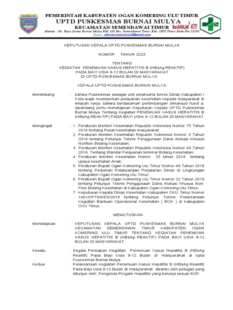 2.bb. SK Penemuan Kasus Aktif Hepatitis HBSag Pada Bayi | PDF | Kesehatan Holistik | Sains ...