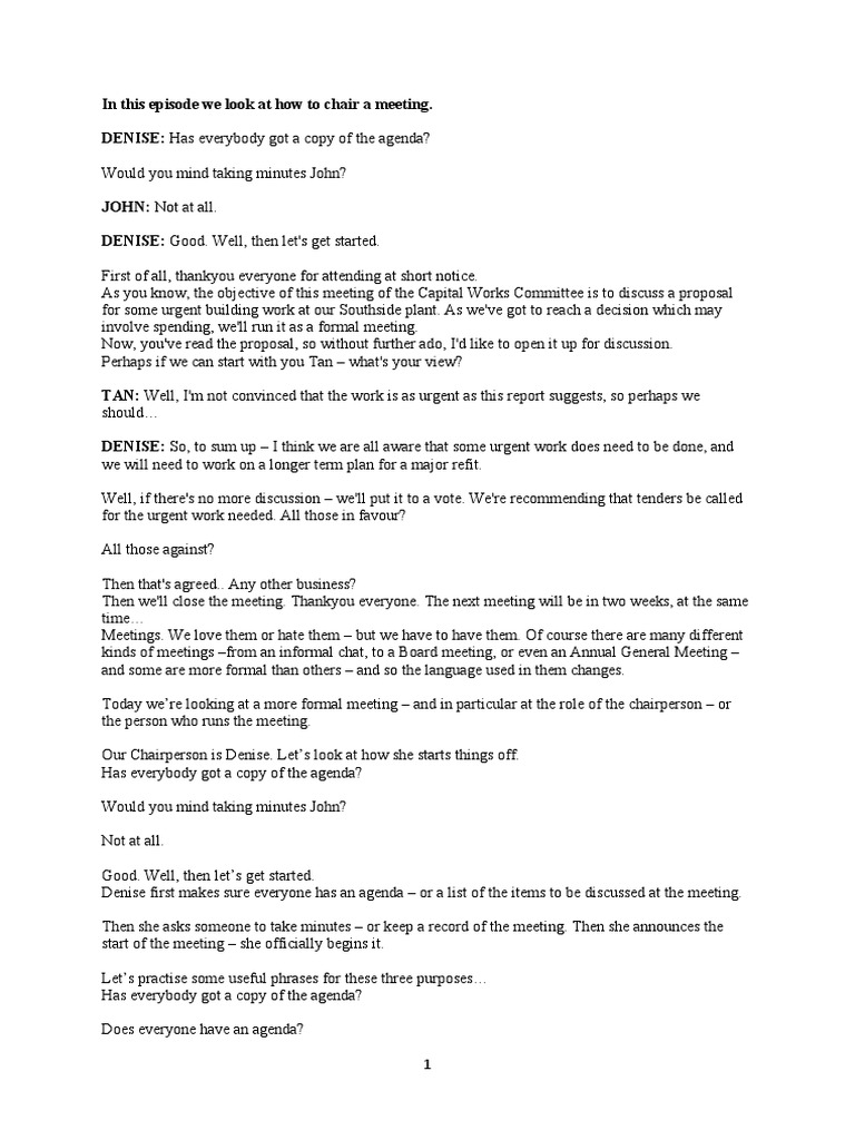 Chairing - A - Meeting | PDF