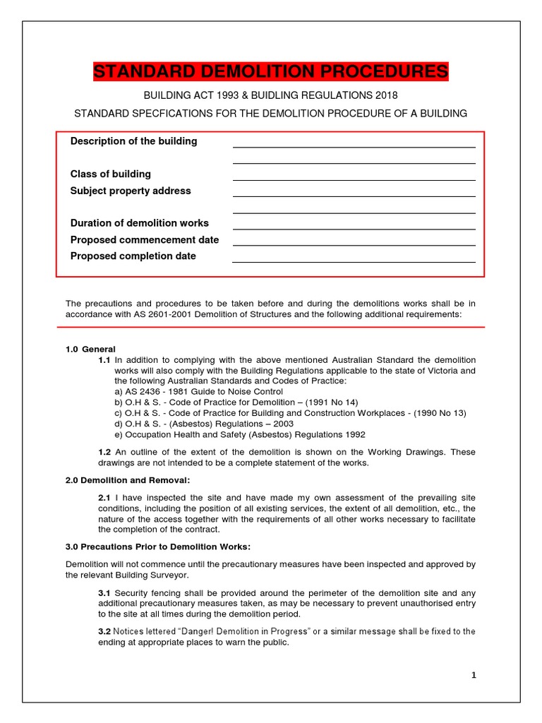 Standard Demolition Procedures | Download Free PDF | Demolition ...