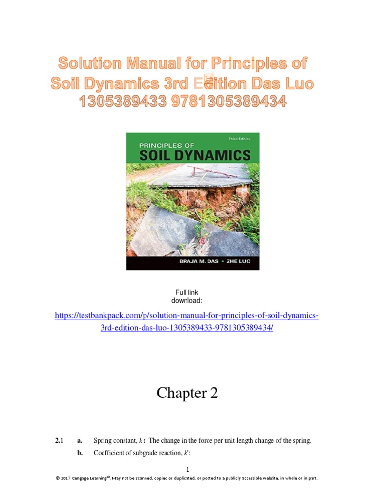 Principles of Soil Dynamics 3rd Edition Das Luo Solution Manual | PDF ...