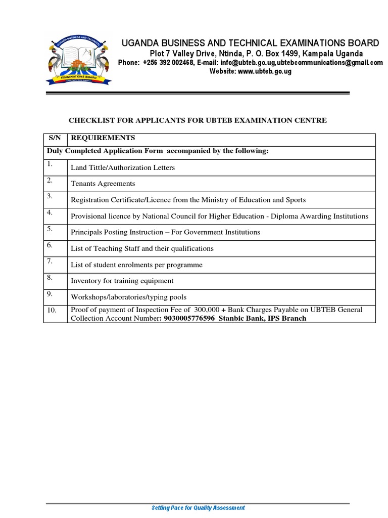 Checklist For Ubteb Centre Accreditation Applicationpdf 1681463264324 ...
