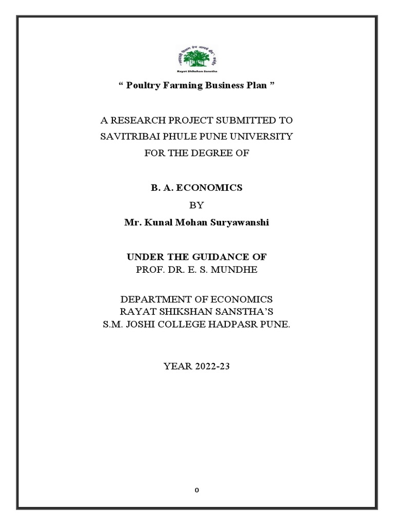 Poultry Farming Business Plan Project Title Page | PDF