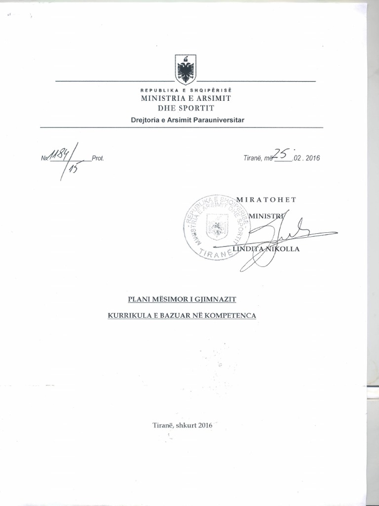 Plan Mesimor - Gjimnaz 2016 | PDF