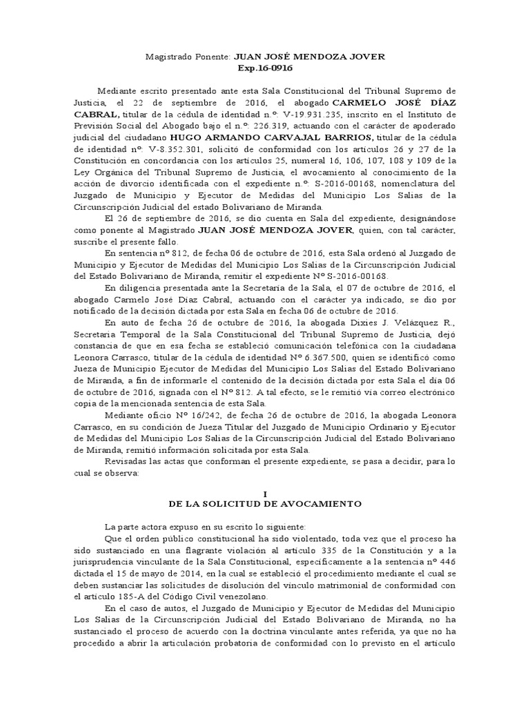 Sentencia Nro. 1070 de Fecha 09.12.2016. Divorcio Por Desafecto o ...