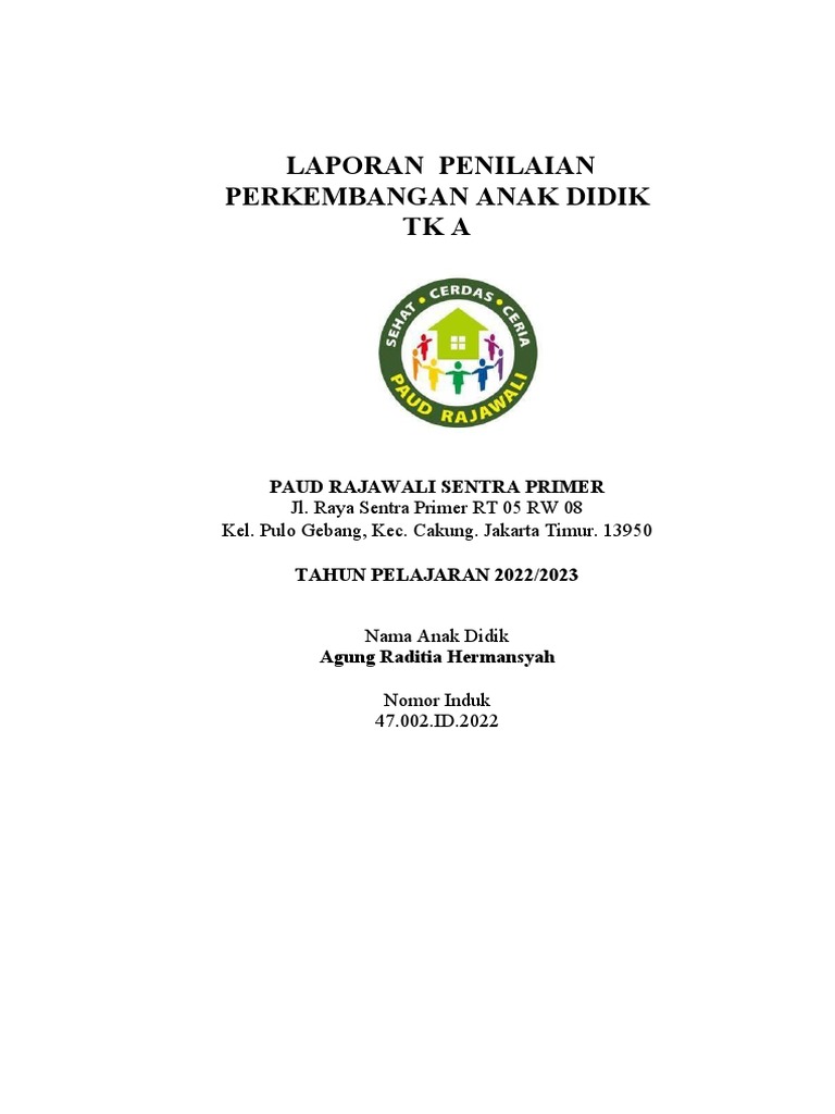 Raport Perkembangan Anak PAUD Rajawali | PDF