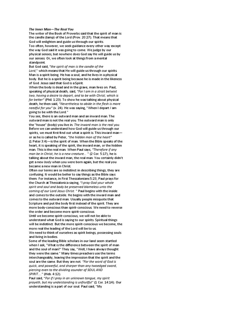 The Inner Man-The Real You | PDF | Born Again | Soul