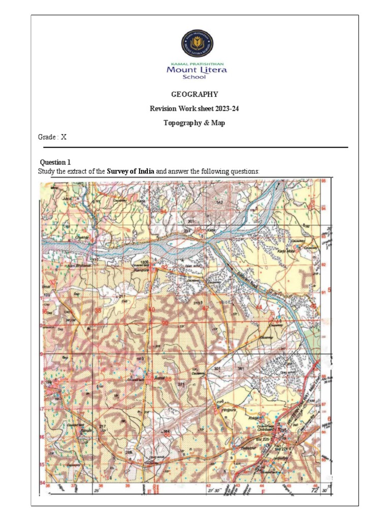 593 - Grade 10 Revision WS On Toposheet | PDF