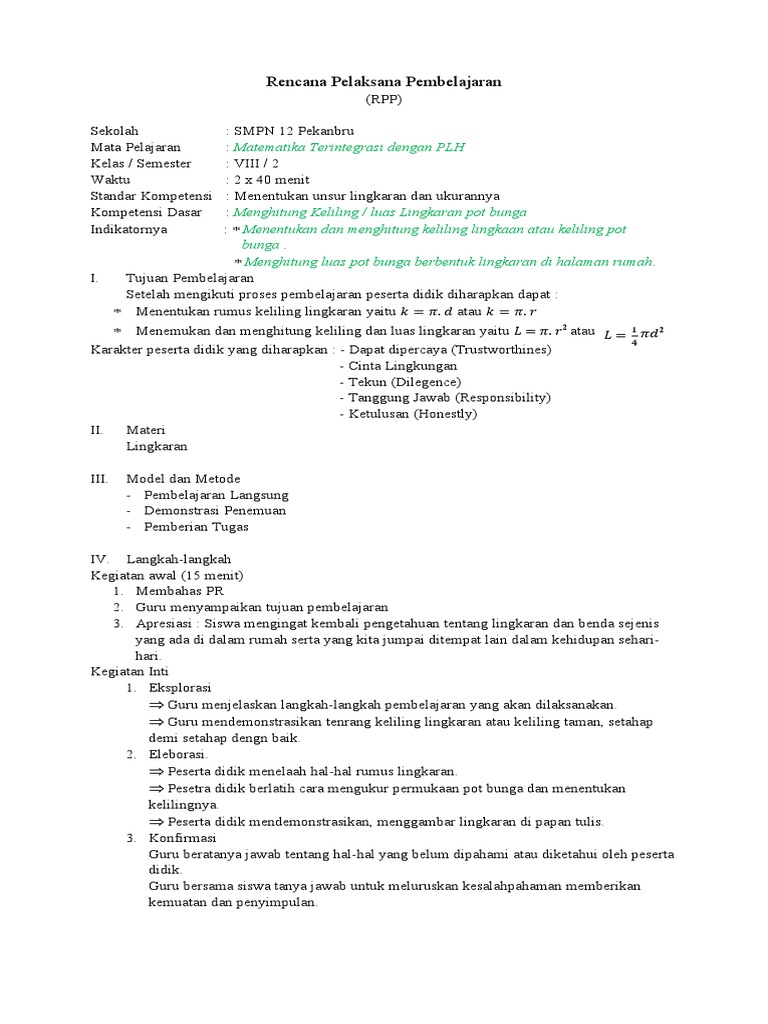 Matematika Terintegrasi Dengan PLH | PDF