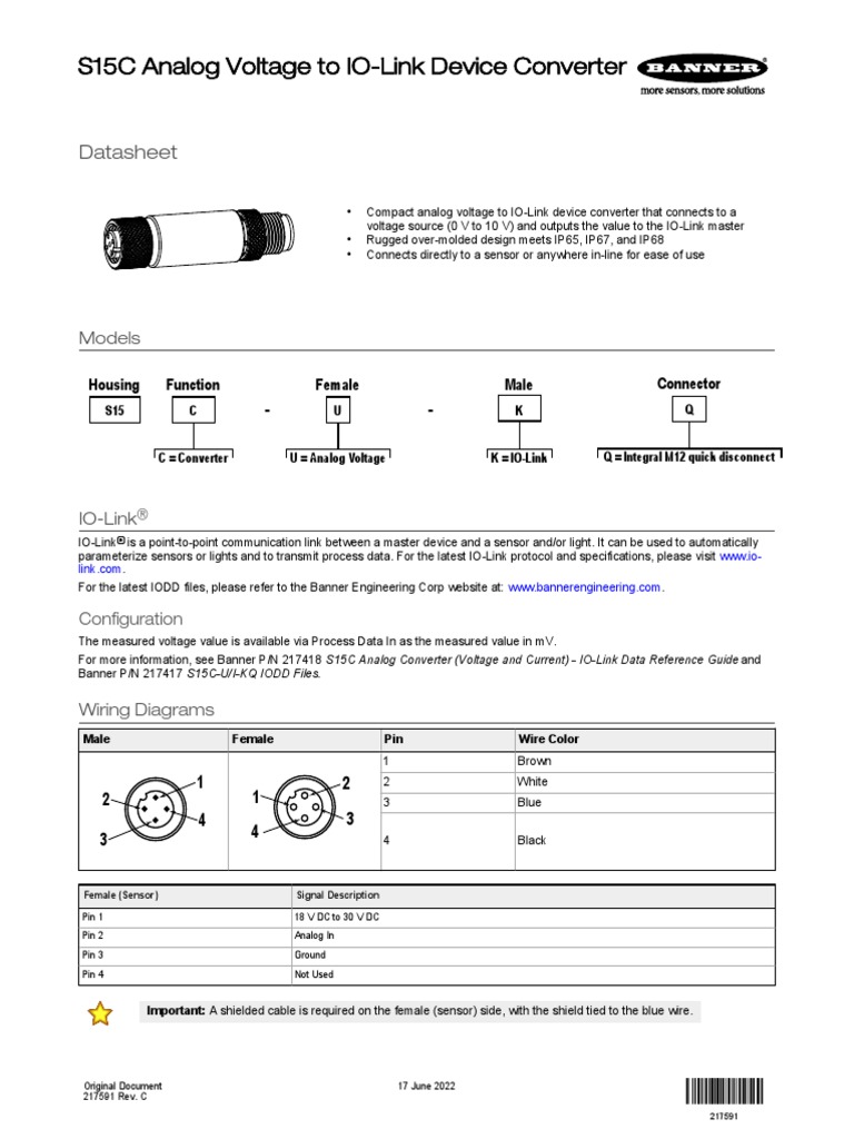 S15C Analog Voltage To IO-Link Device Converter: Datasheet | PDF | Electrical Engineering ...