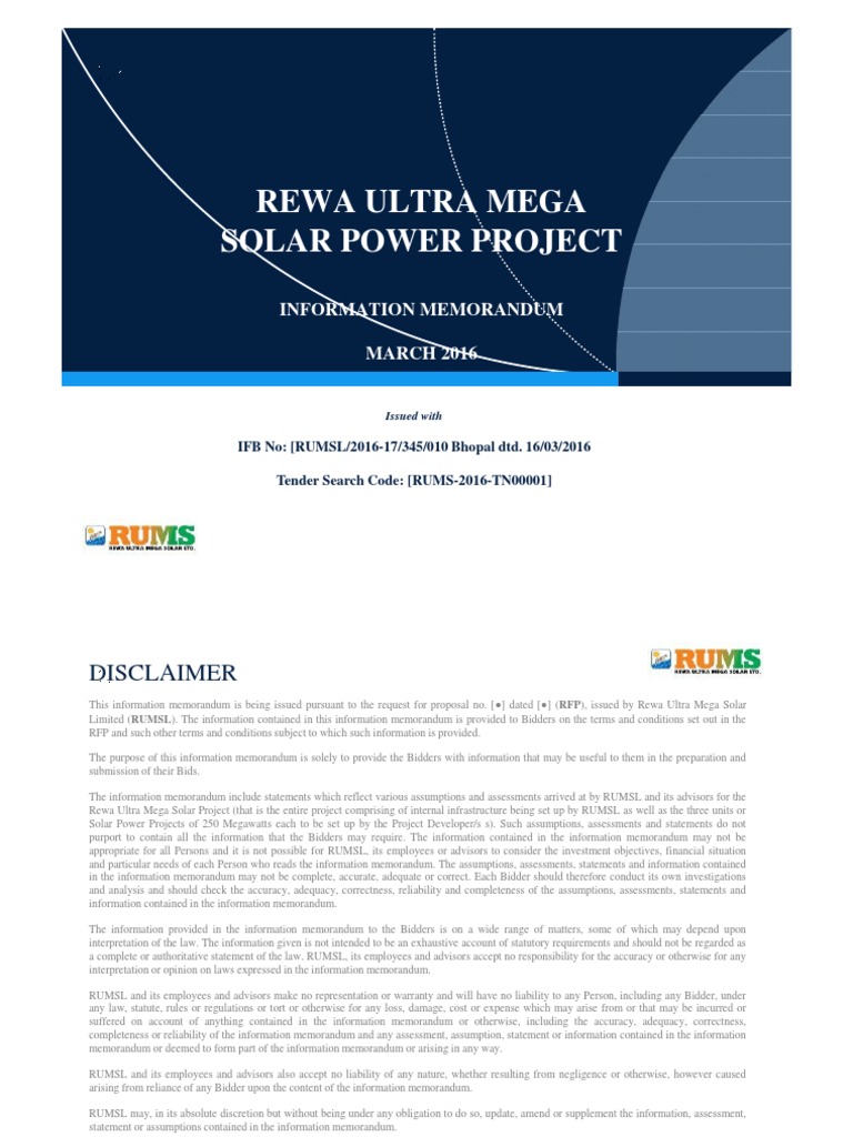 Information Memorandum | PDF | Photovoltaics | Power Inverter