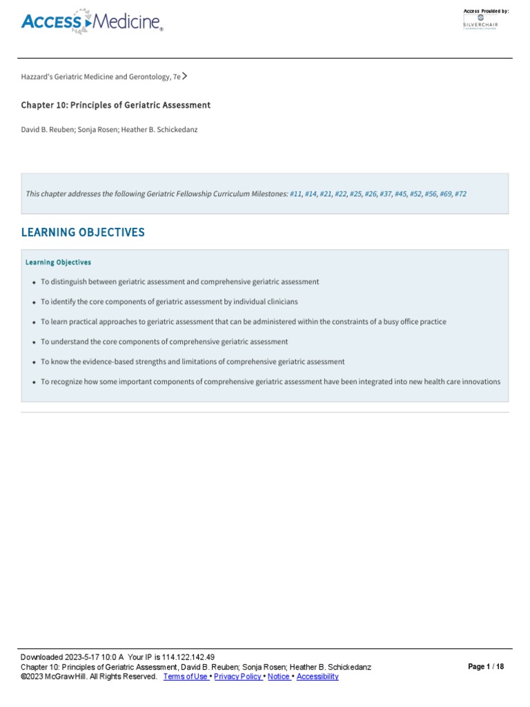 Geriatric Assessment Principles Explained | PDF | Geriatrics | Visual ...