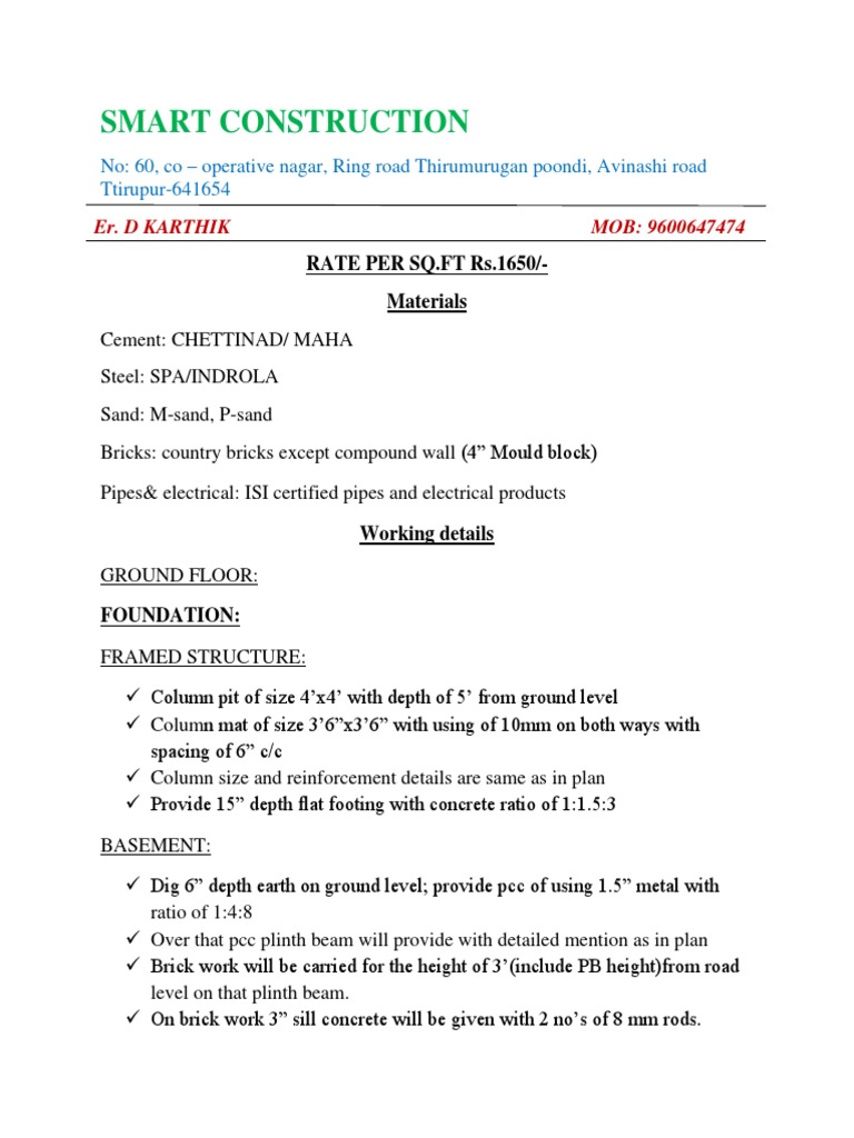 Construction Quotation Sample PDF | PDF | Wall | Framing (Construction)