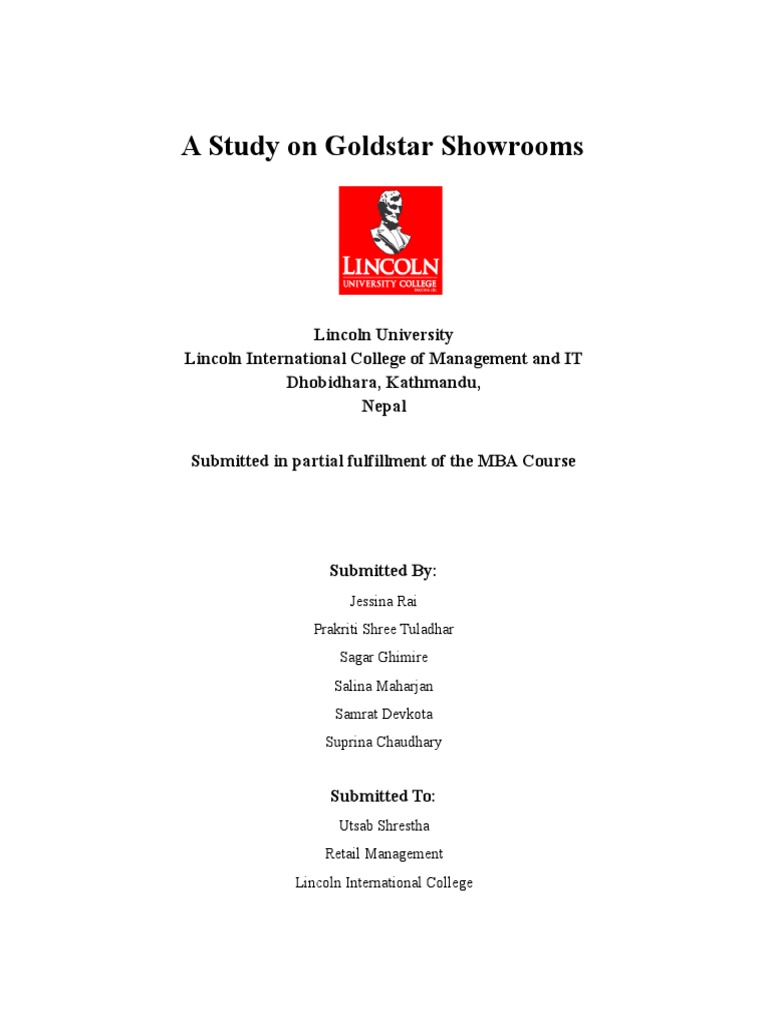 A Study On Goldstar Showrooms | PDF | Pricing | Retail