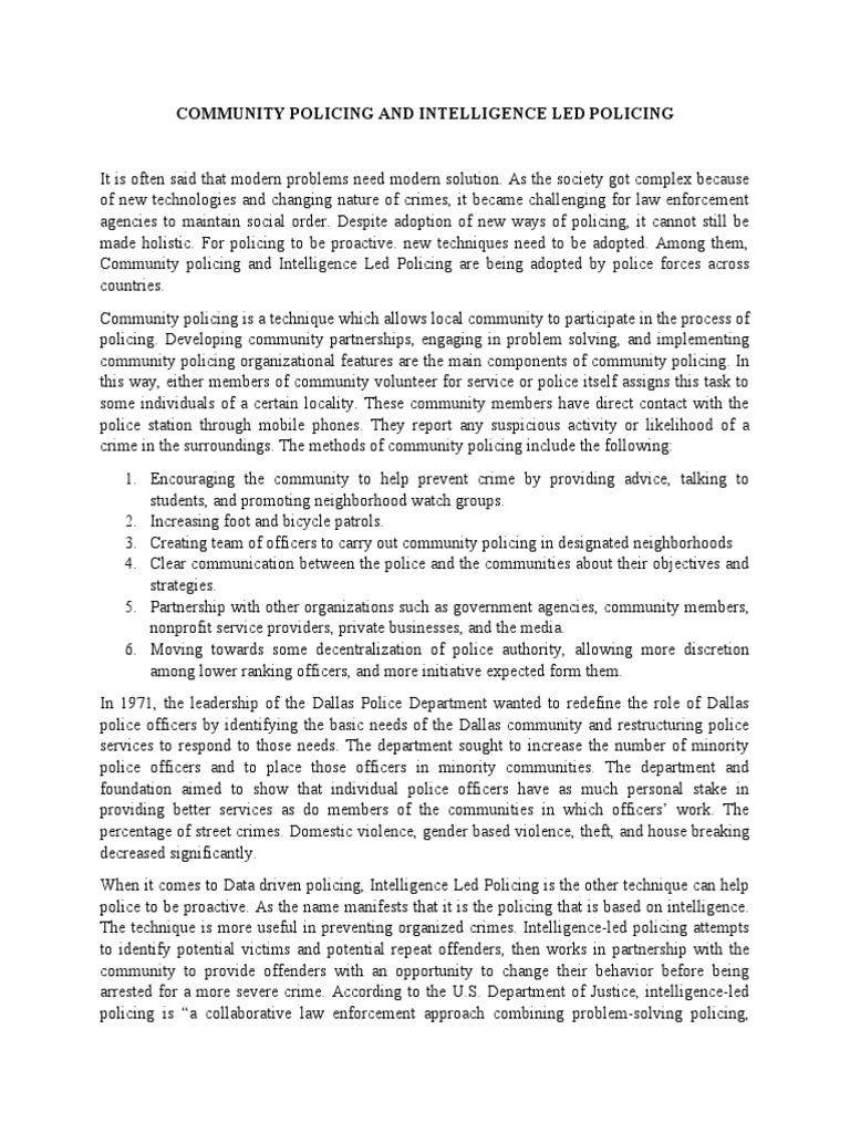 Community and Intelligence-Led Policing | PDF | Community Policing | Police