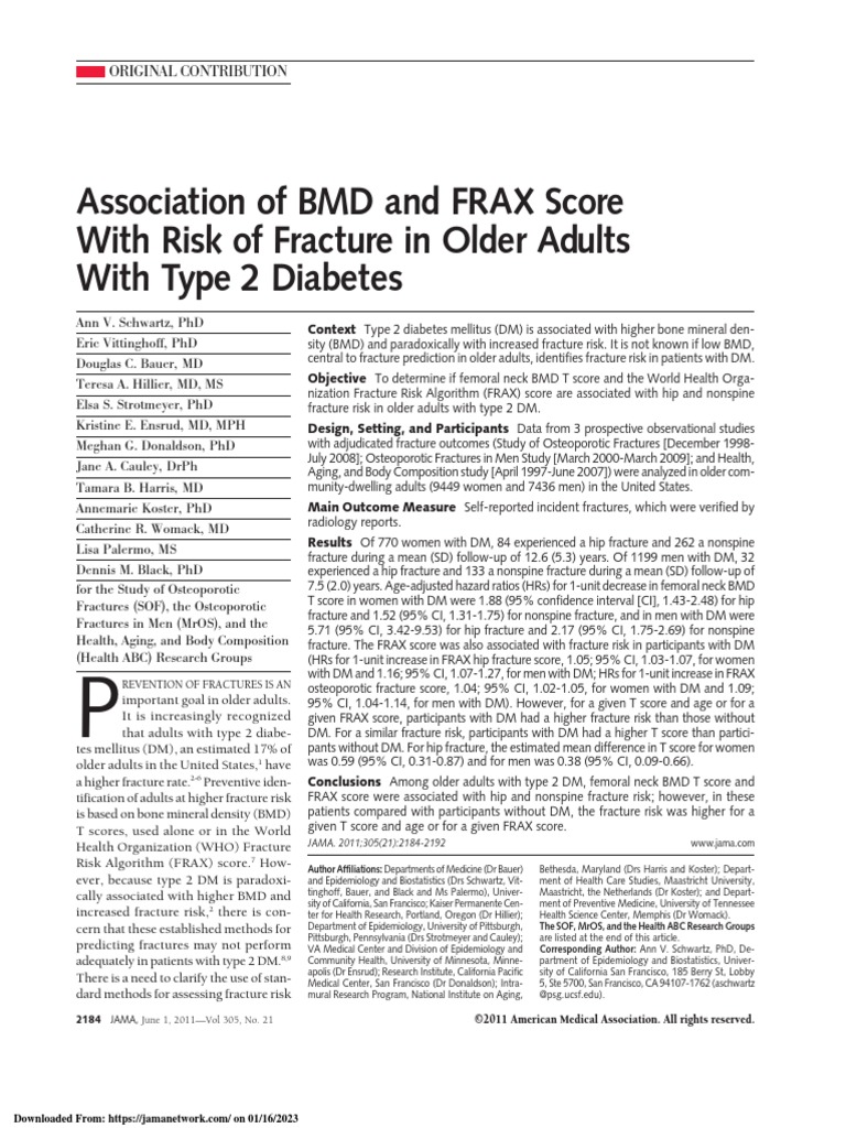 Association of BMD and FRAX Score With Risk of Fracture in Older Adults ...