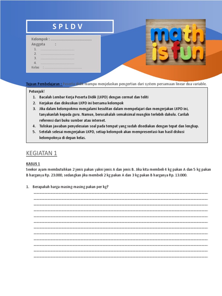 LKPD SPLDV | PDF