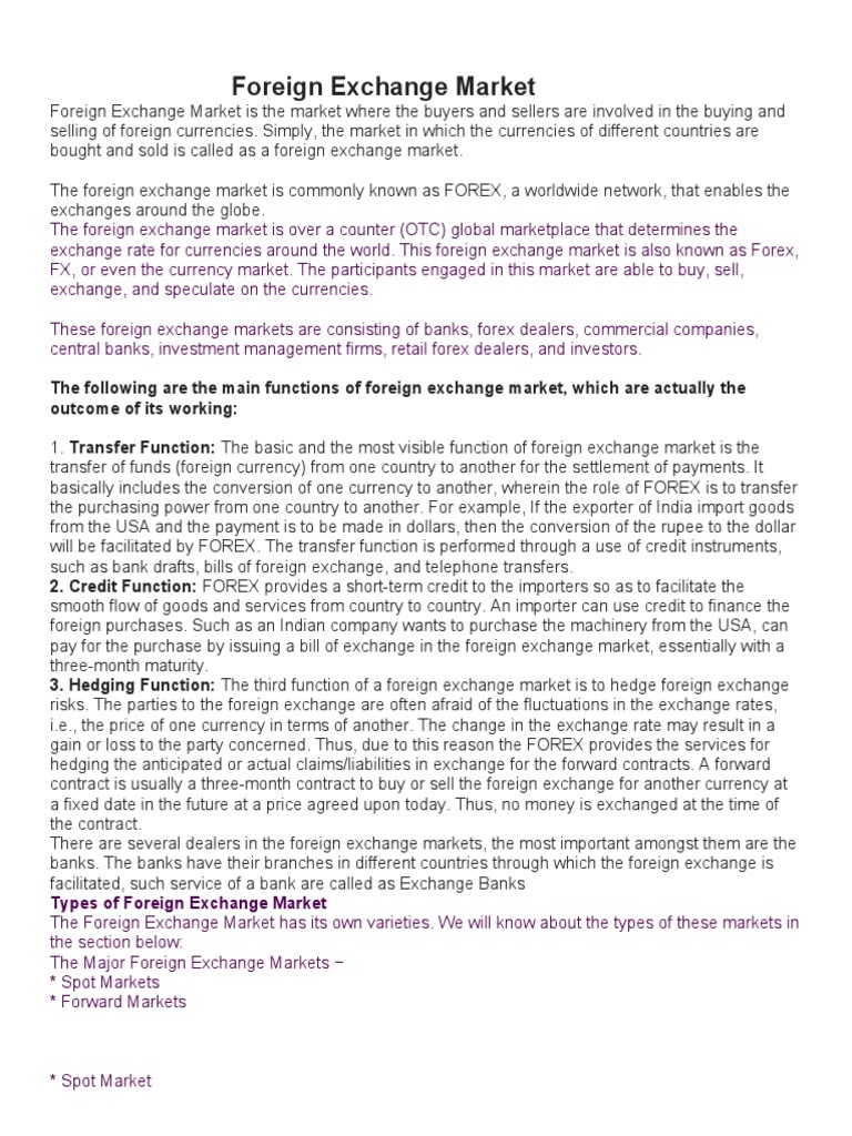 Foreign Exchange Market Notes | PDF | Foreign Exchange Market ...