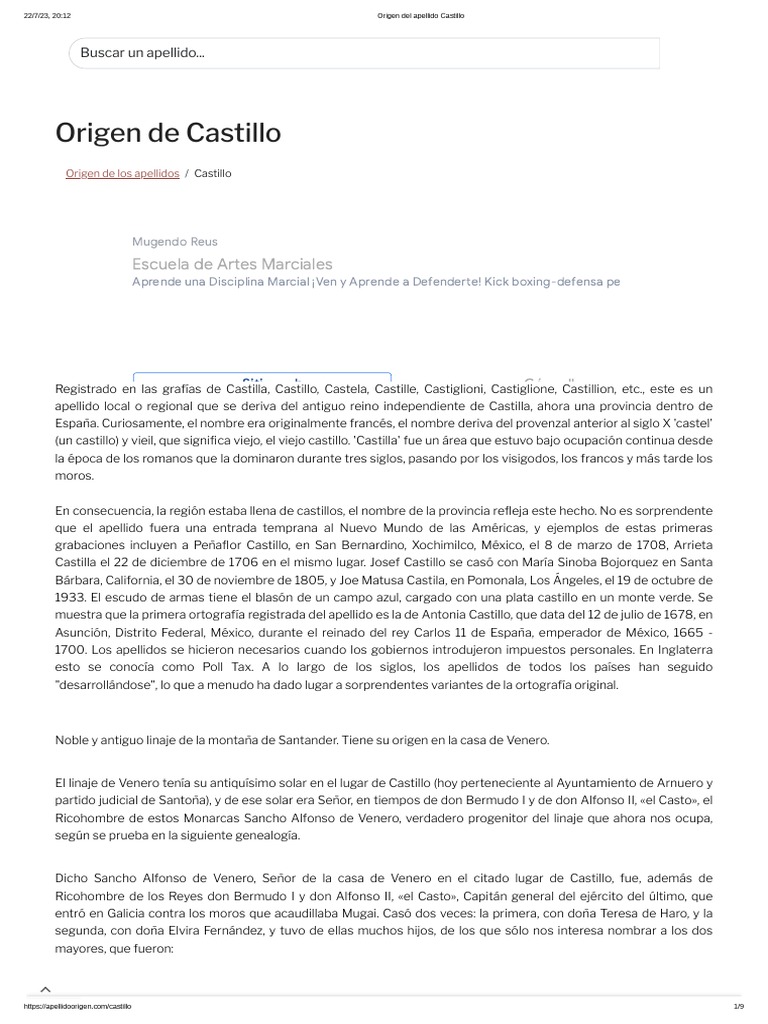 Origen Del Apellido Castillo | PDF | Castillo | Madrid