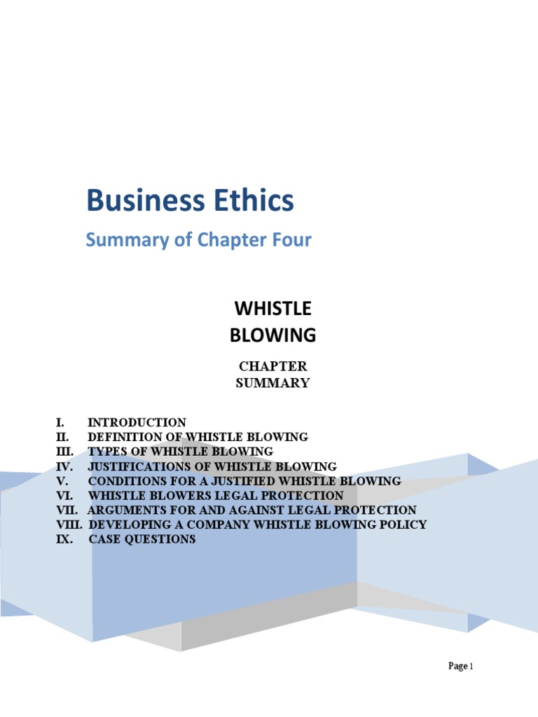 Chap 4 Whistle Blowing | PDF | Whistleblower | Employment Chap 4 Whistle Blowing | PDF | Whistleblower | Employment