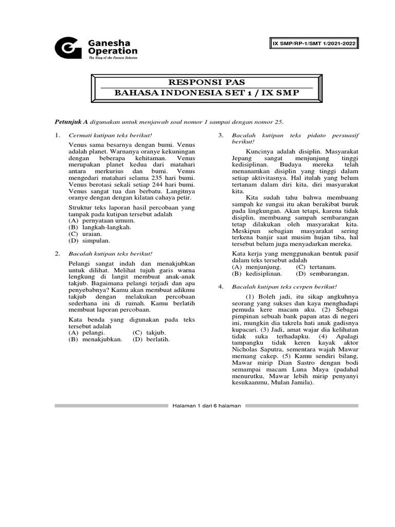 9 SMP Bhs Indonesia 1 | PDF