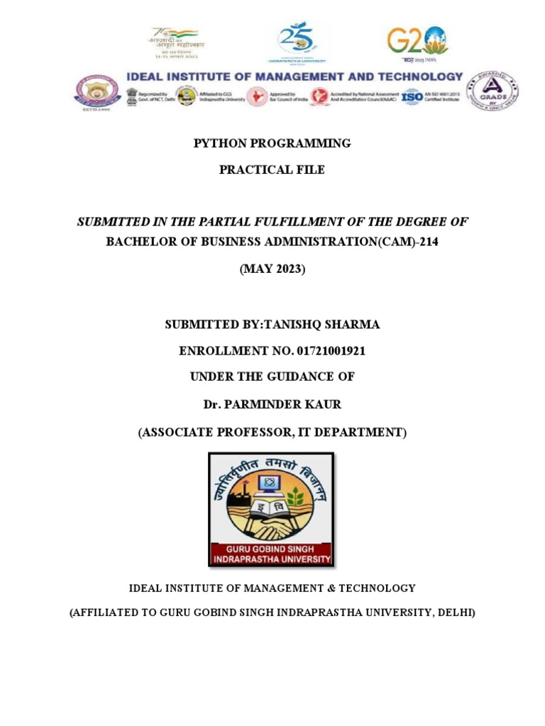 Python Practical File Tanishq Pdf Parameter Computer Programming Computer Programming 8413