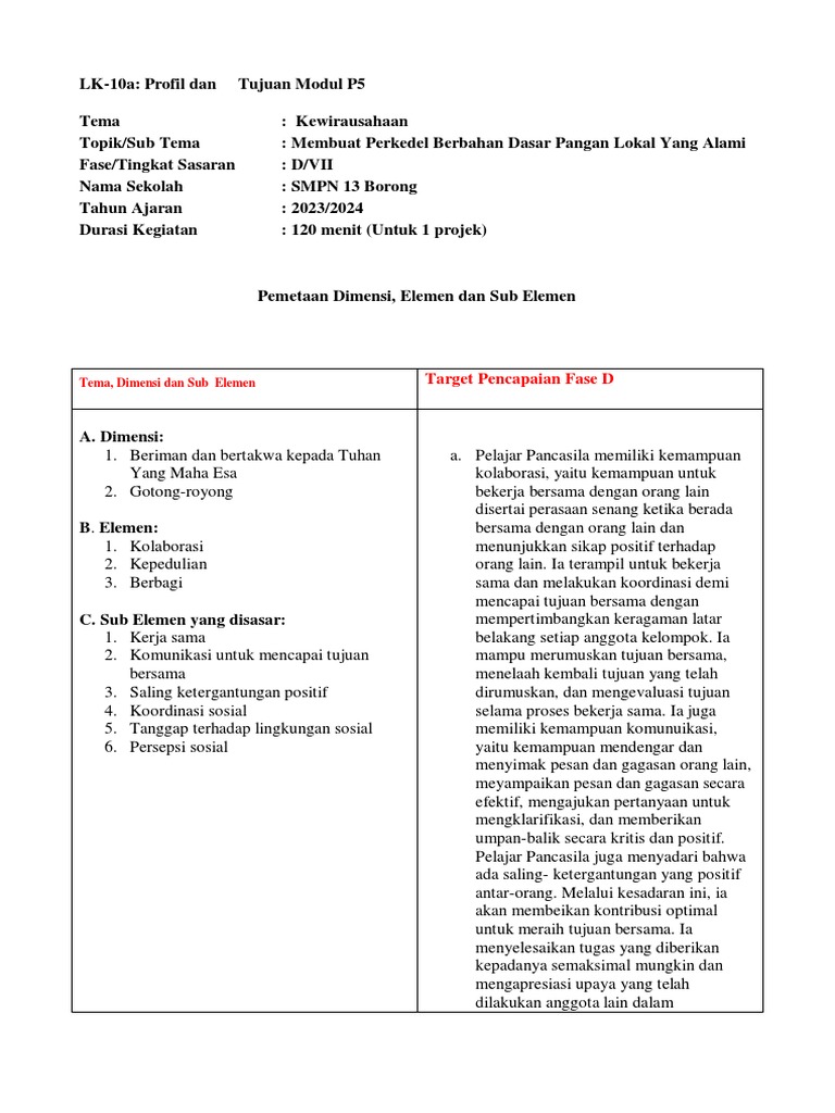 Modul Project P5 LK 10a, 10b, 10c | PDF