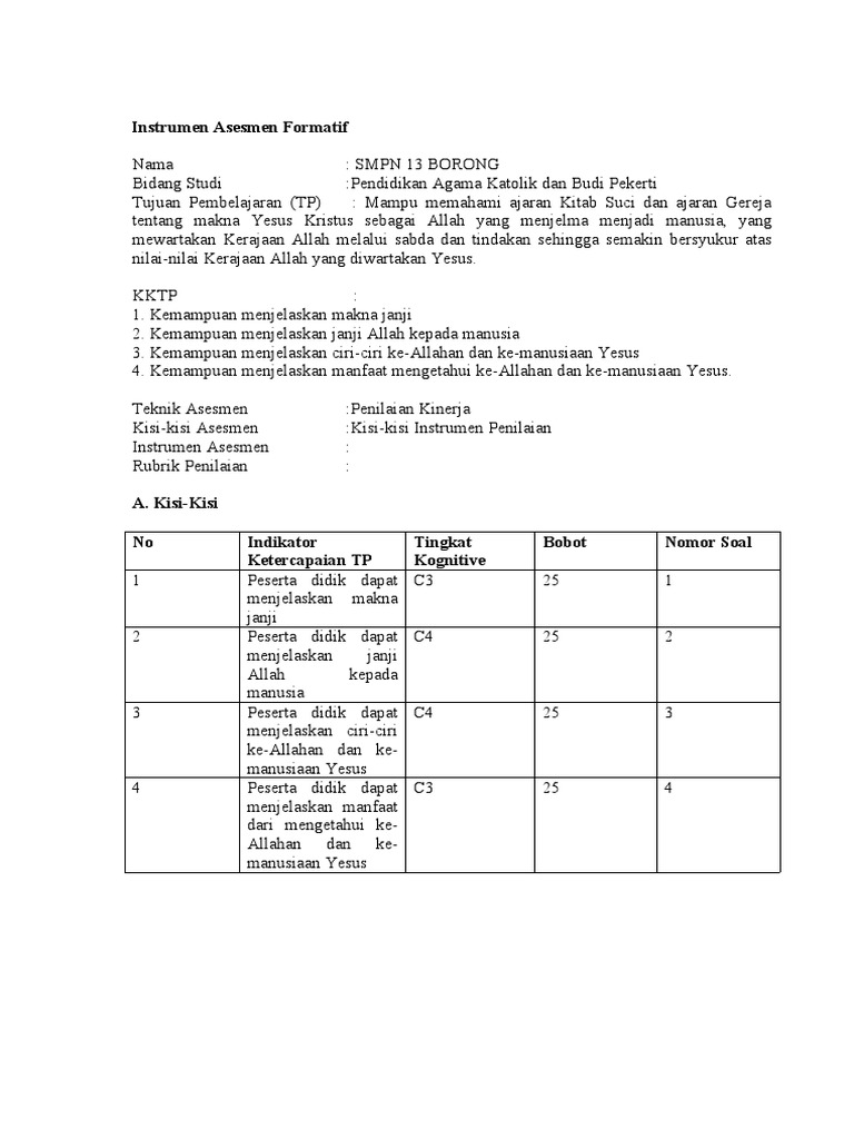 LK-7b Menyusun Sebuah Instrumen Asesmen Formatif Yang Sesuai Dengan ...