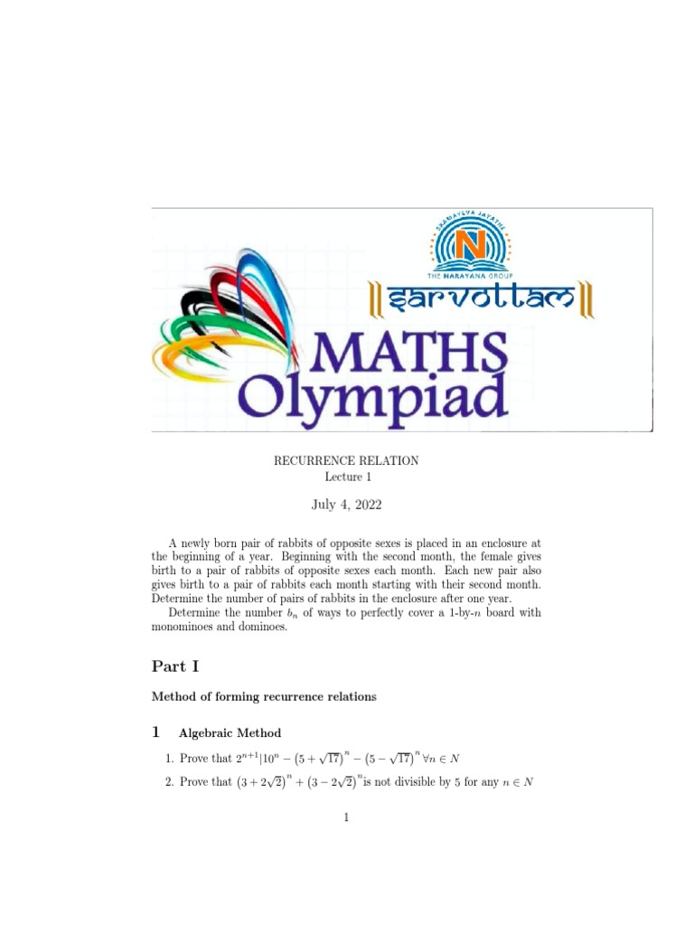 Recurrence Relation 2 | PDF | Ordinary Differential Equation | Equations