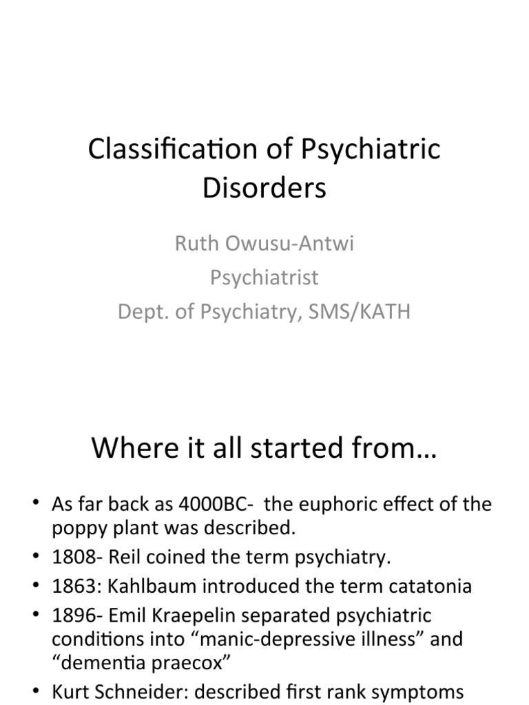 Copy Classification Of Psychiatric Disorders Pdf Hallucination Mental Disorder