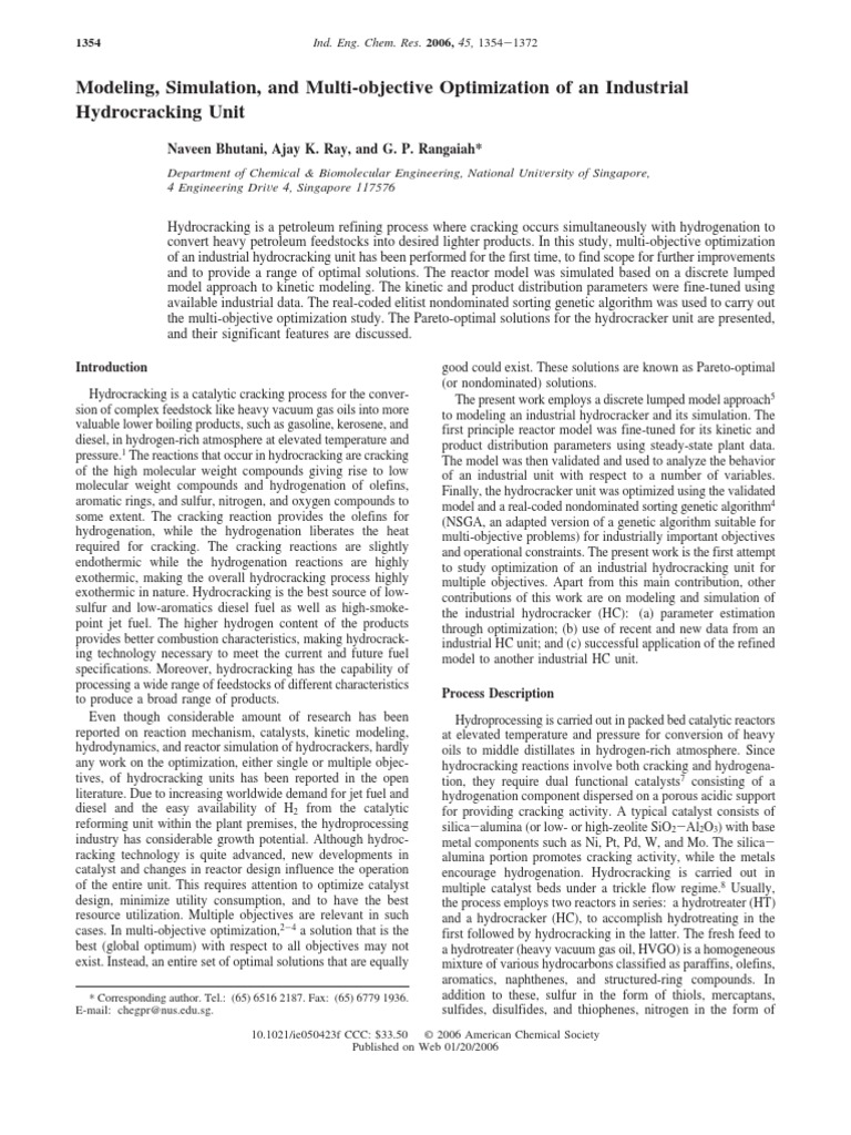 Modeling of Hydro Cracker | PDF | Cracking (Chemistry) | Hydrogenation