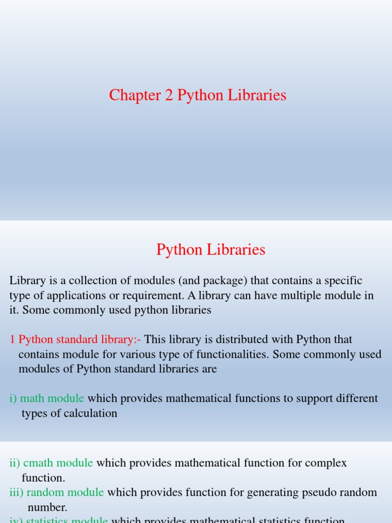 Using Python Libraries Pdf Class Computer Programming Python 