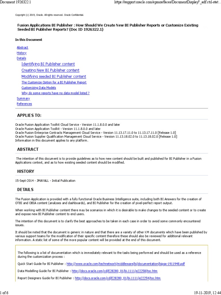 Create New BI Publisher Reports or Customize Existing Seeded Reports | Download Free PDF ...