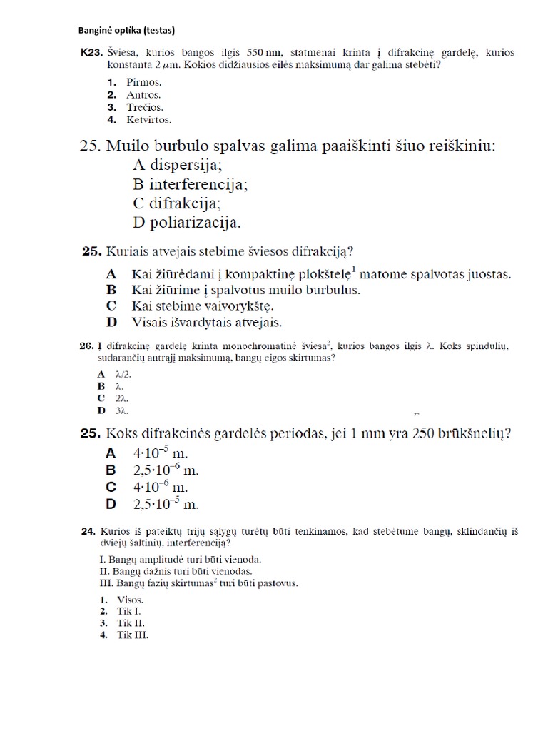 Banginė Optika (Testas) | PDF