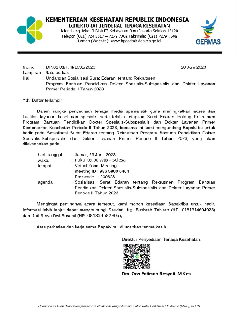 Undangan Sosialisasi Bandikdok Dan DLP Periode II | PDF Undangan Sosialisasi Bandikdok Dan DLP Periode II | PDF