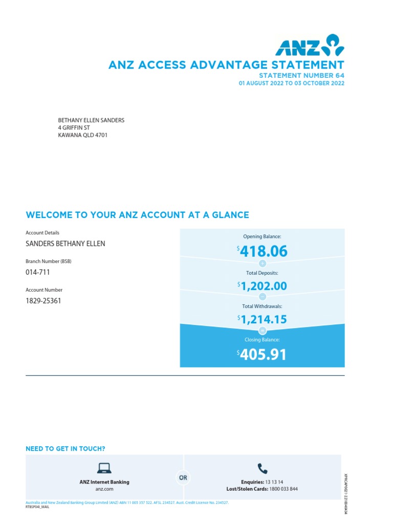 ANZ Bank | PDF | Debit Card | Fee