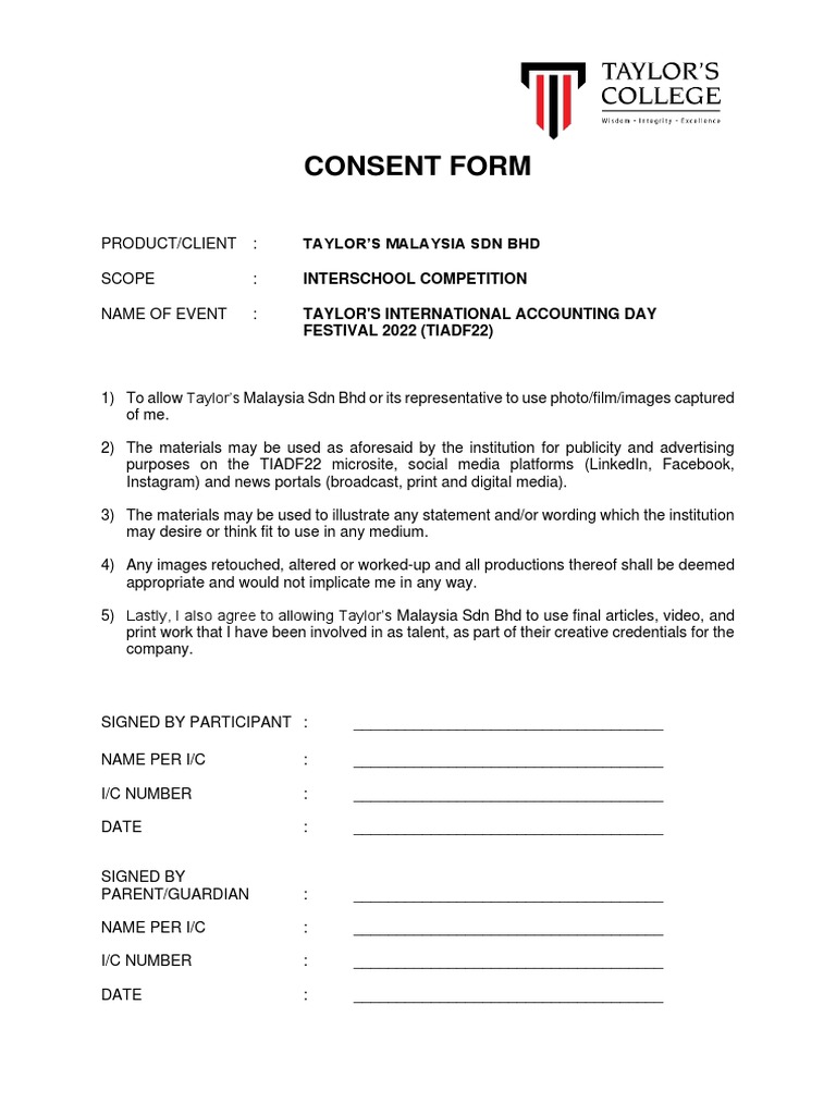 CONSENT FORM INTERSCHOOL COMPETITION | PDF
