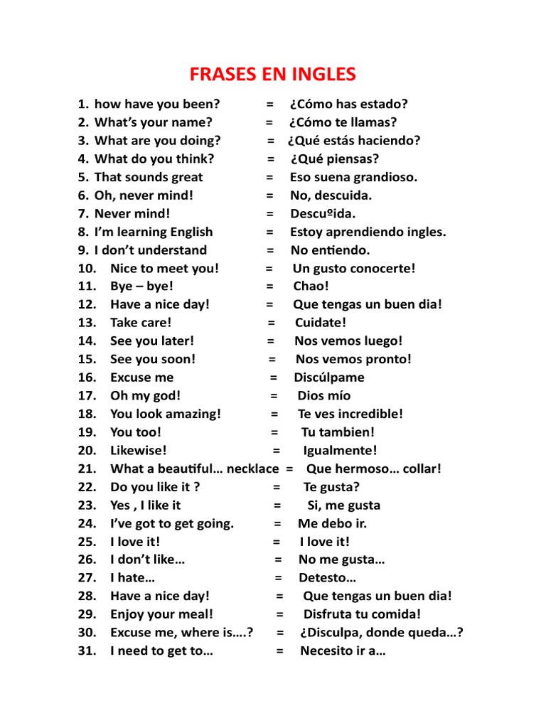 Frases En Ingles Pdf Spanish Language Music