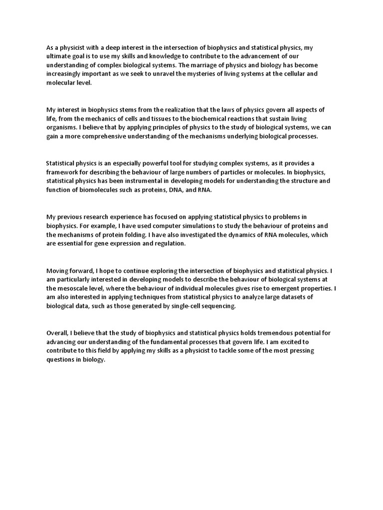 Sop Physics | PDF | Self-Improvement