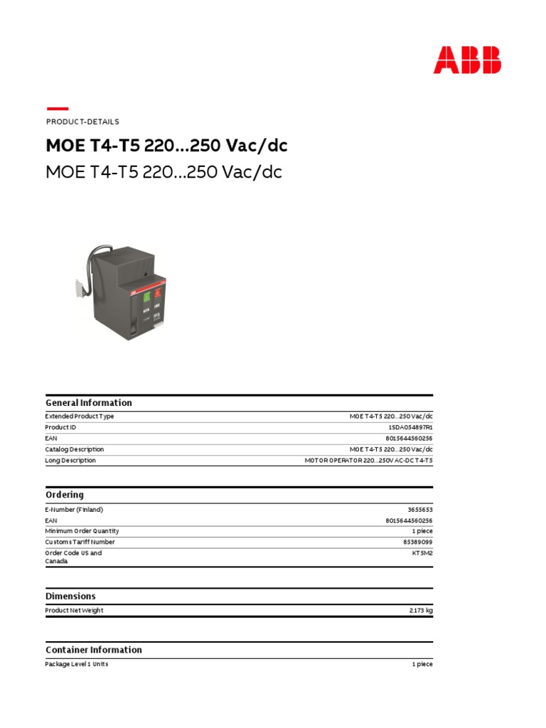 1SDA054897R1 Moe t4 t5 220 250 Vac DC | Download Free PDF | Alternating ...
