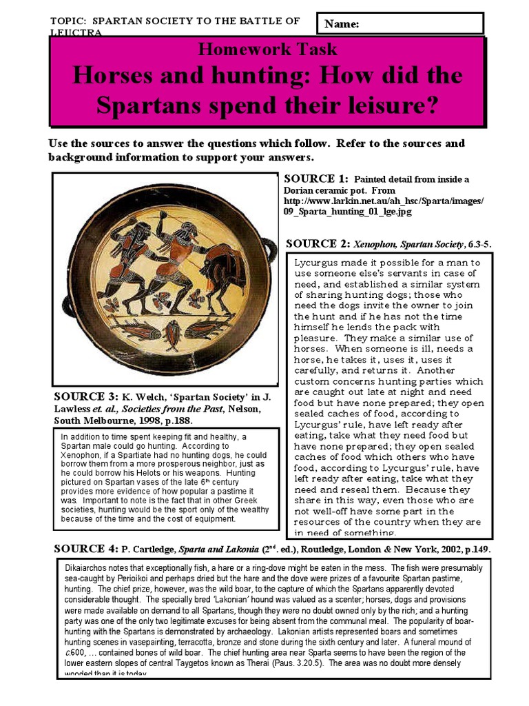 Spartan Leisure Activities | PDF | Sparta | Helen Of Troy