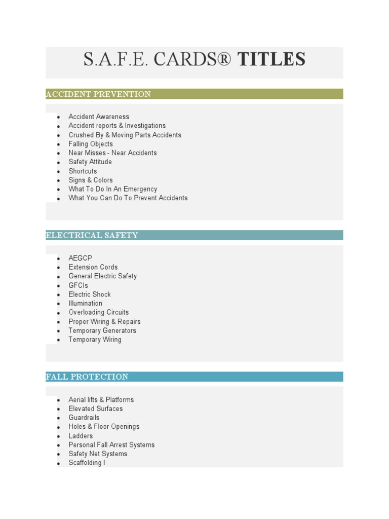Safe Card | PDF | Personal Protective Equipment | First Aid