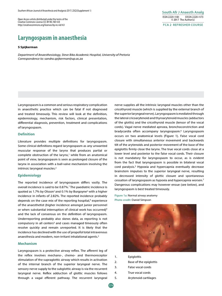 Anaesthesia Laryngospasm Guide | PDF | Larynx | Anesthesia