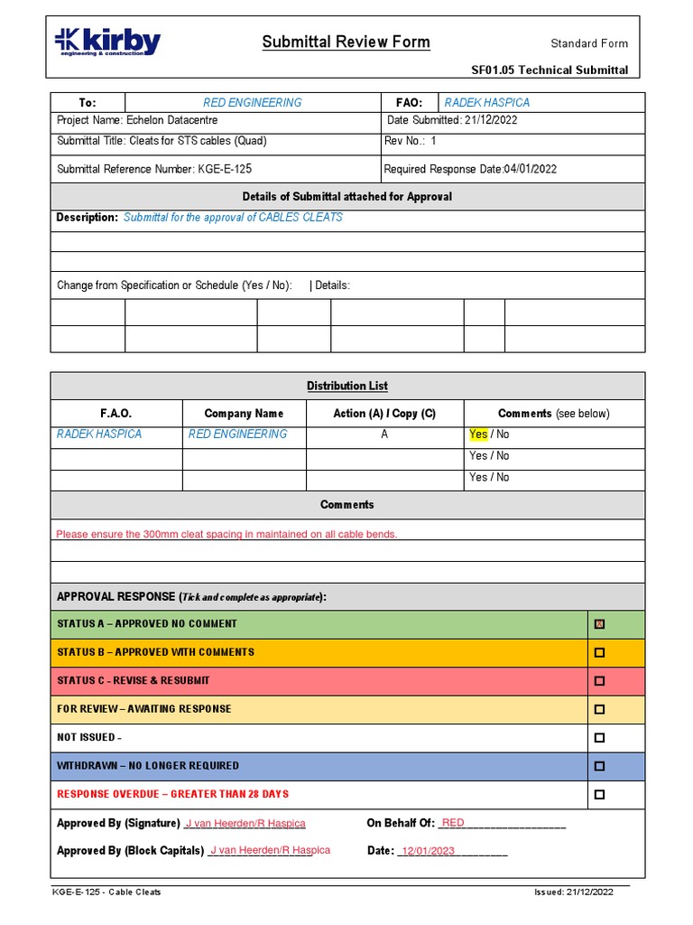 Echelon Datacentre Cable Cleats Submittal | PDF | Electrical Wiring ...
