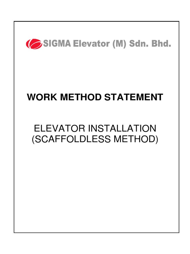 Installation Method Statement (Scaffoldless) | PDF | Elevator | Door