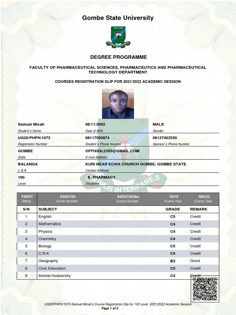 Course Registration Slip | PDF | Physics | Science