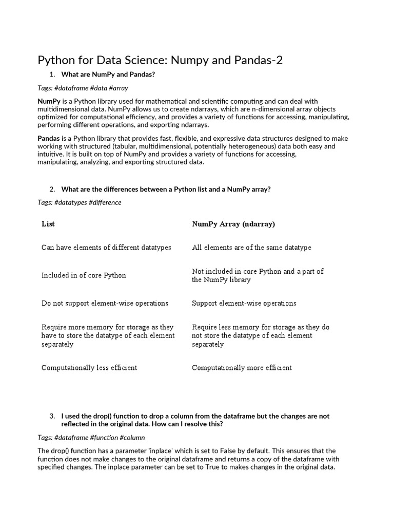 Python For Data Science Nympy and Pandas | PDF | Data Type | Normal Distribution