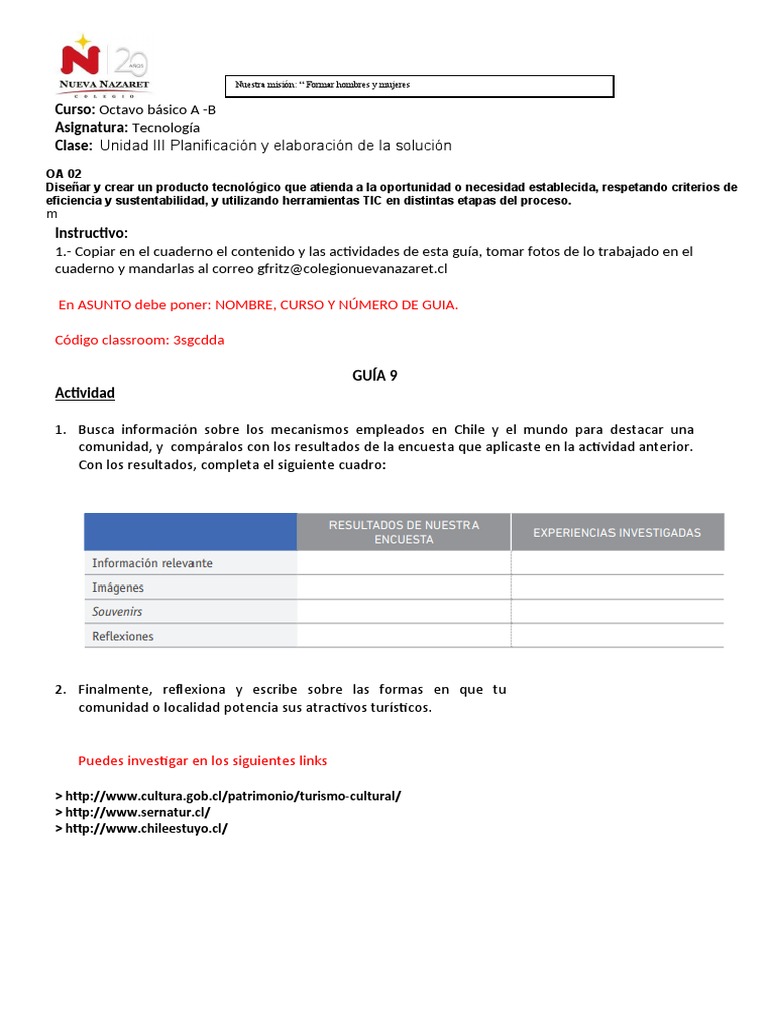 8° BASICO TECNOLOGIA Guia 9 | PDF