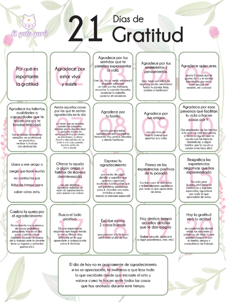 Reto 21 Dias de Gratitud | PDF