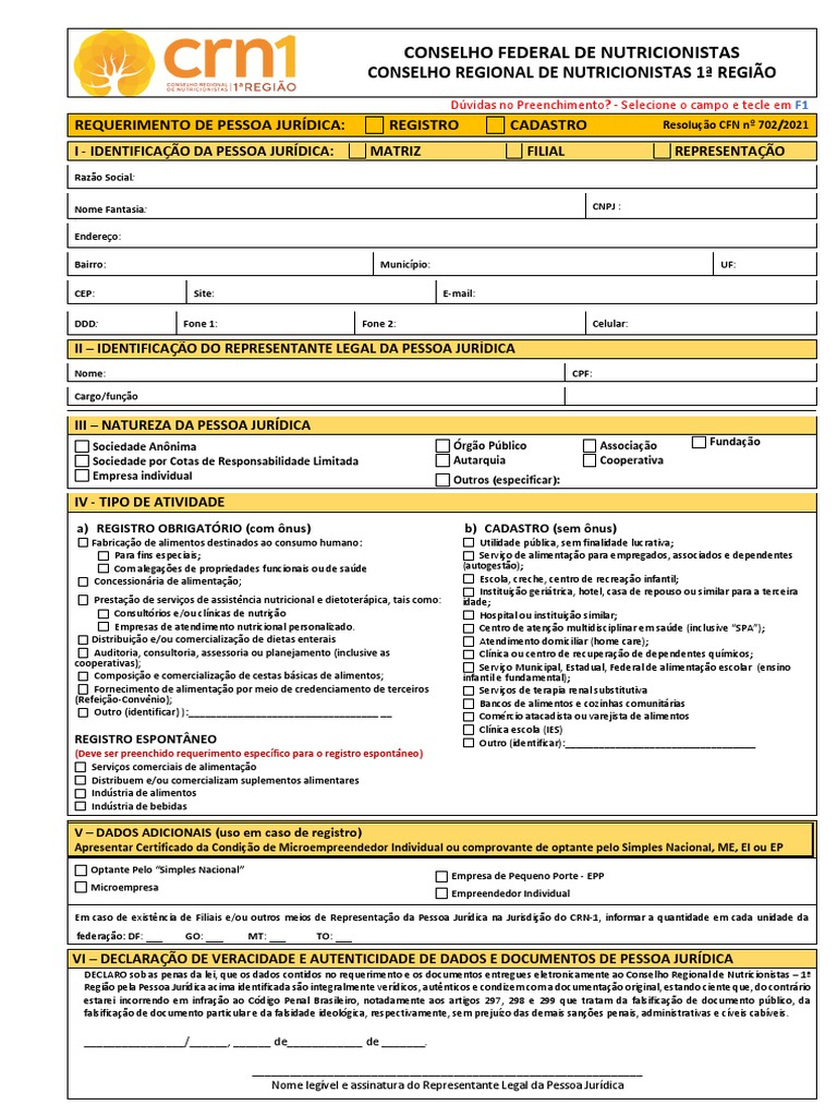 Requerimento-de-inscricao-PJ CRN | PDF | Cooperativa | Economias